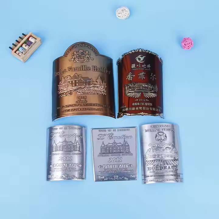 3D Embossed Aluminum Wine Labels | Direct Factory Custom Metal Bottle ...