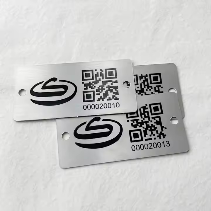 Custom Black QR Code Metal Tags for Asset Tracking & Equipment Labeling ...